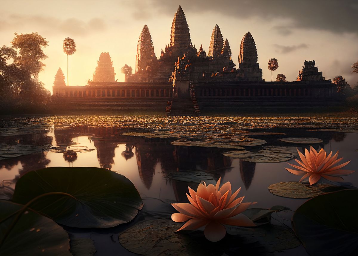 'angkor wat' Poster, picture, metal print, paint by Kitty Bern | Displate