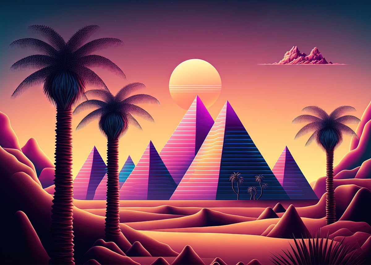 'A Retro Synthwave Mirage' Poster, picture, metal print, paint by ...