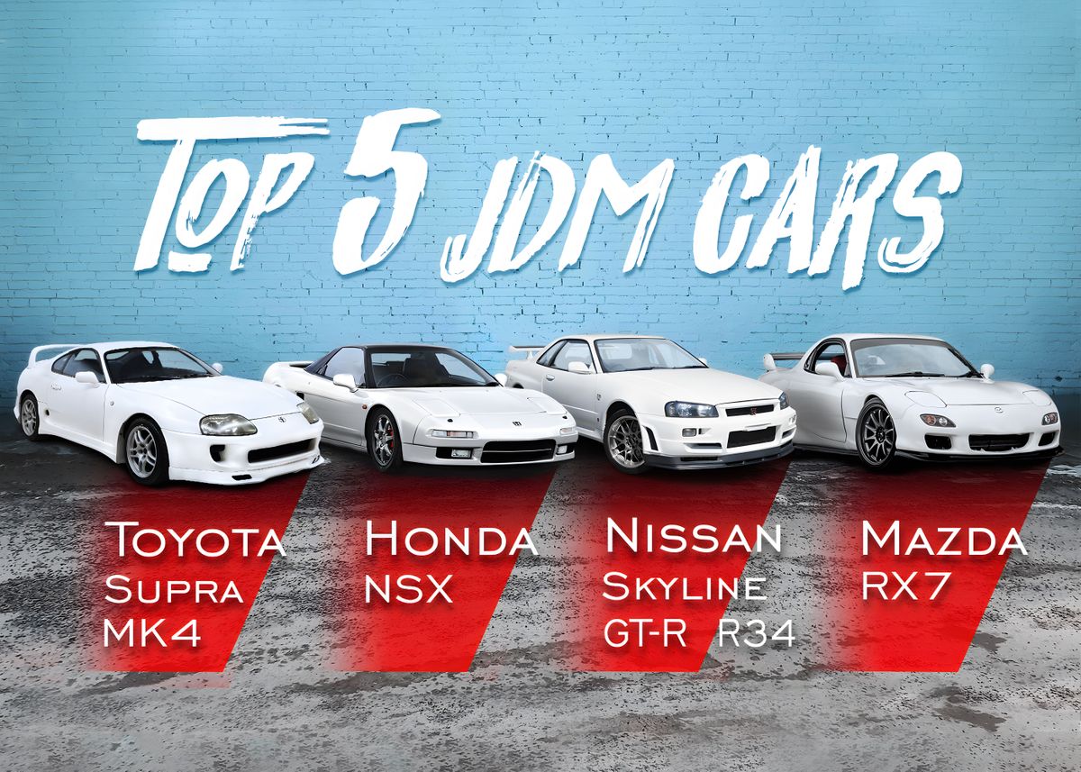 'JDM CARS ' Poster, picture, metal print, paint by Alex Romiro | Displate
