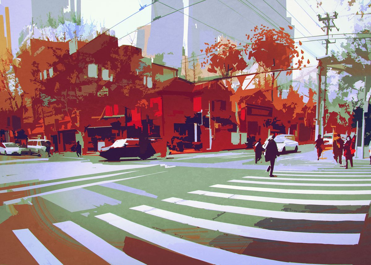 'Urban street' Poster, picture, metal print, paint by Color Art | Displate