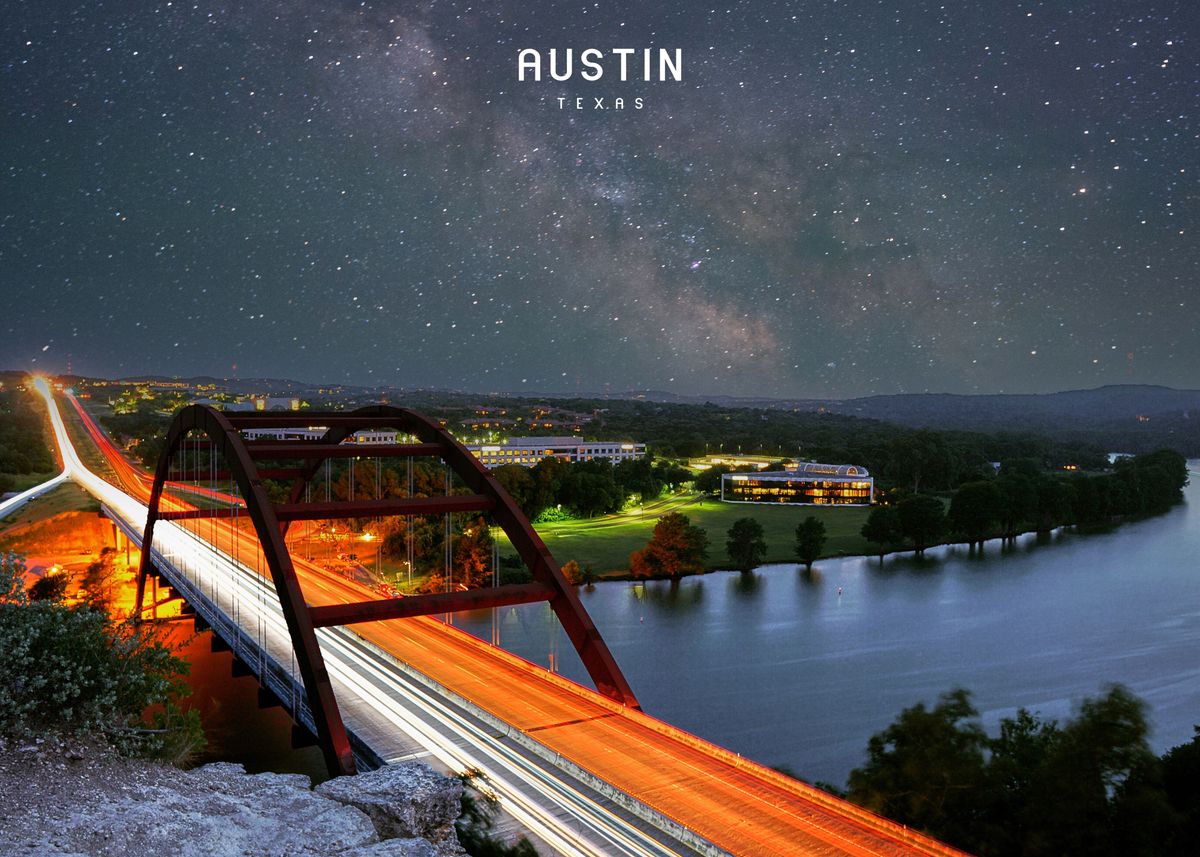 'Austin ' Poster, picture, metal print, paint by Travel Addict | Displate