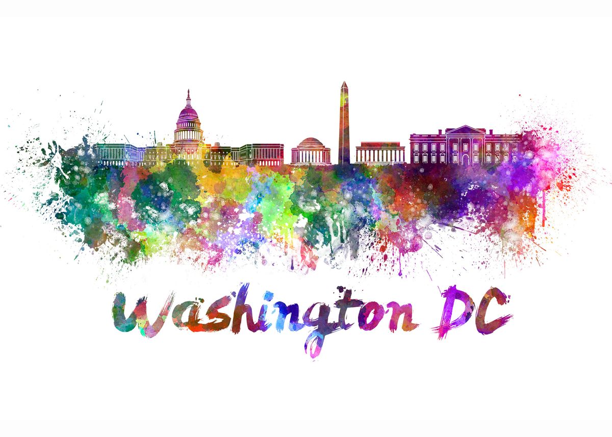 'Washington dc skyline' Poster, picture, metal print, paint by Cristina ...