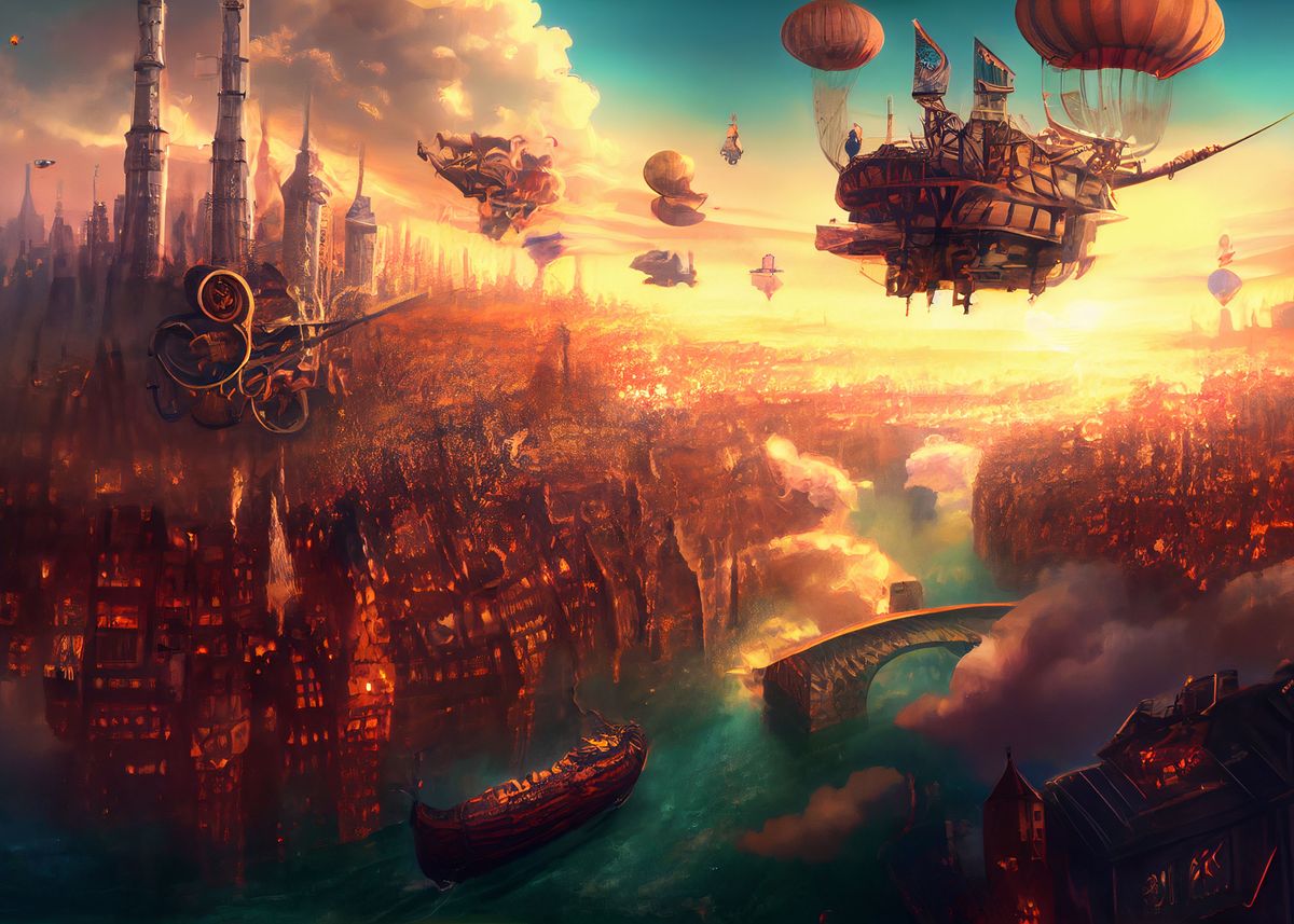 'The City of Progress' Poster, picture, metal print, paint by Polymath ...