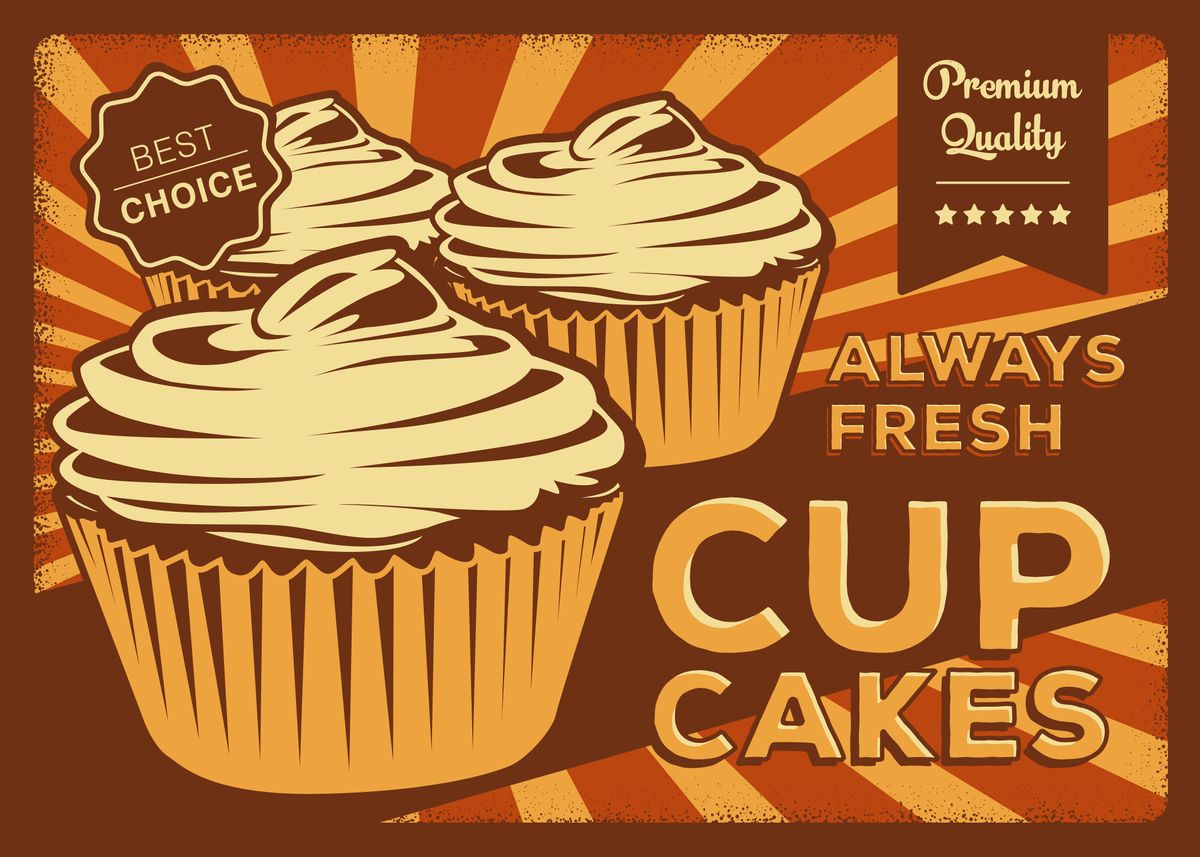 'Always Fresh Cup Cakes' Poster, picture, metal print, paint by Naso ...