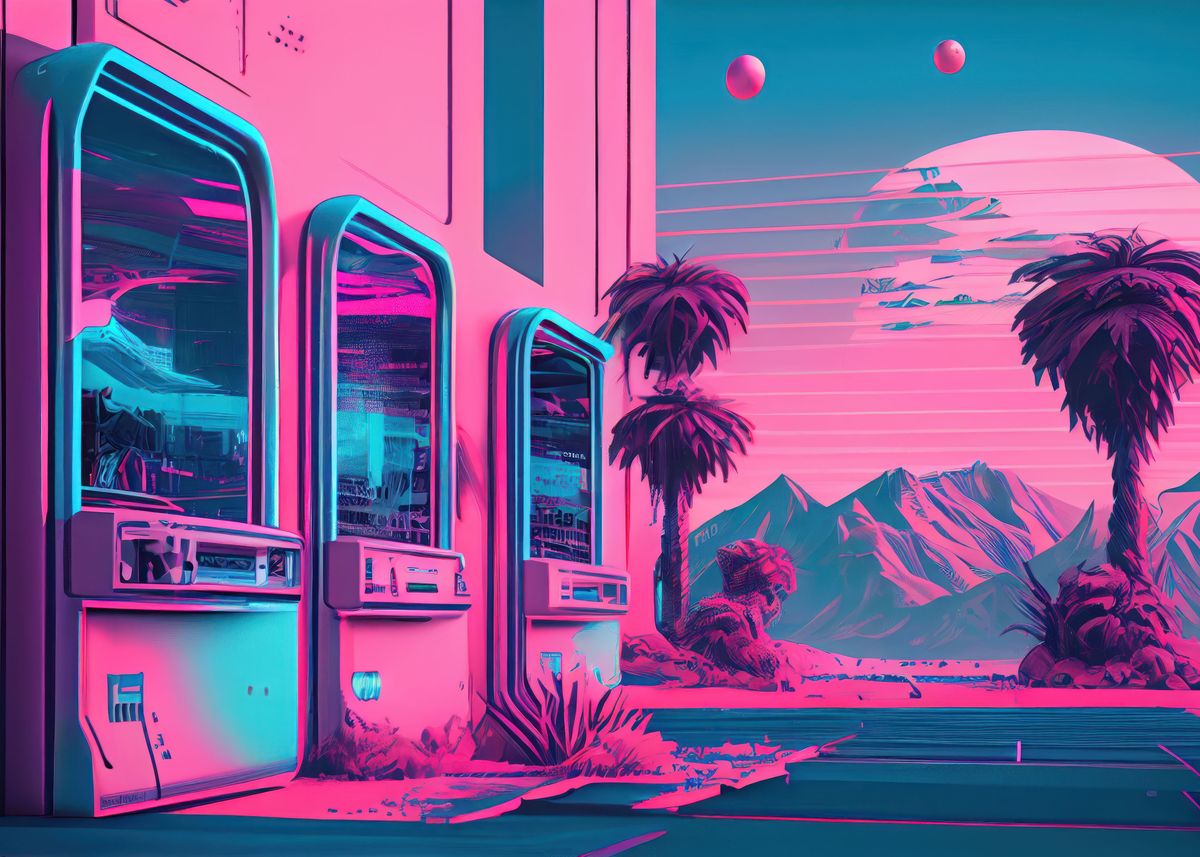 'Vaporwave Retro Vibes 17' Poster by Benjamin Alvarez | Displate