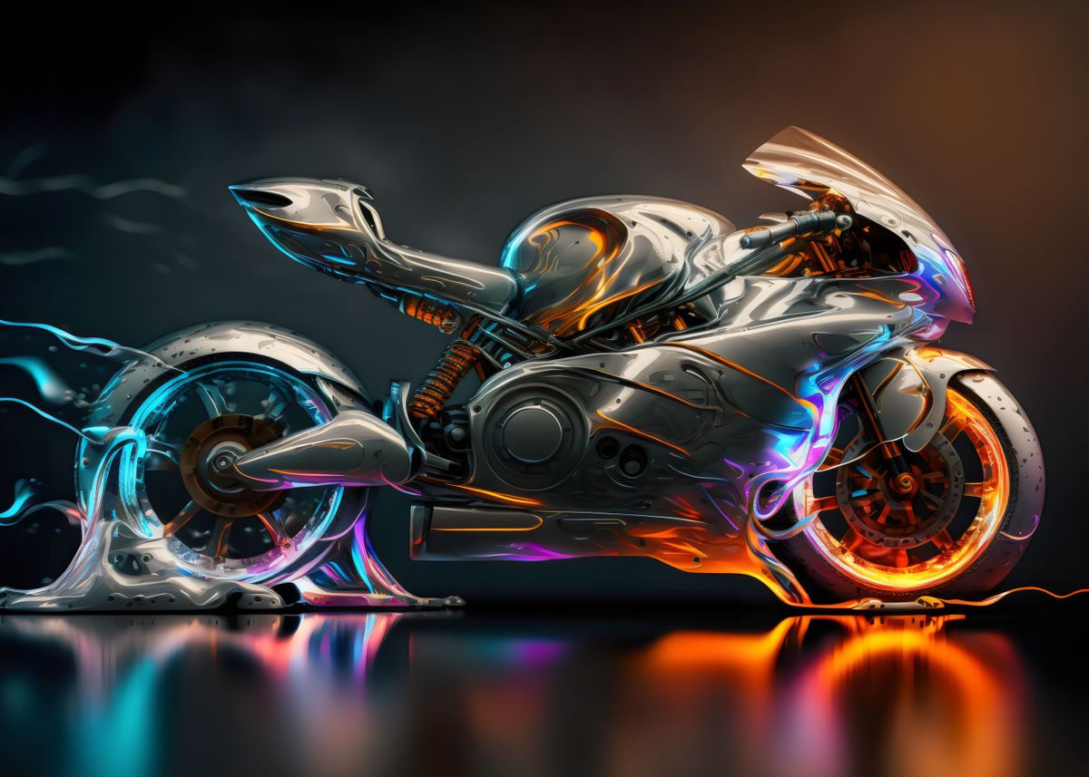 'neon motorcycle 008' Poster, picture, metal print, paint by c1a0r1t | Displate