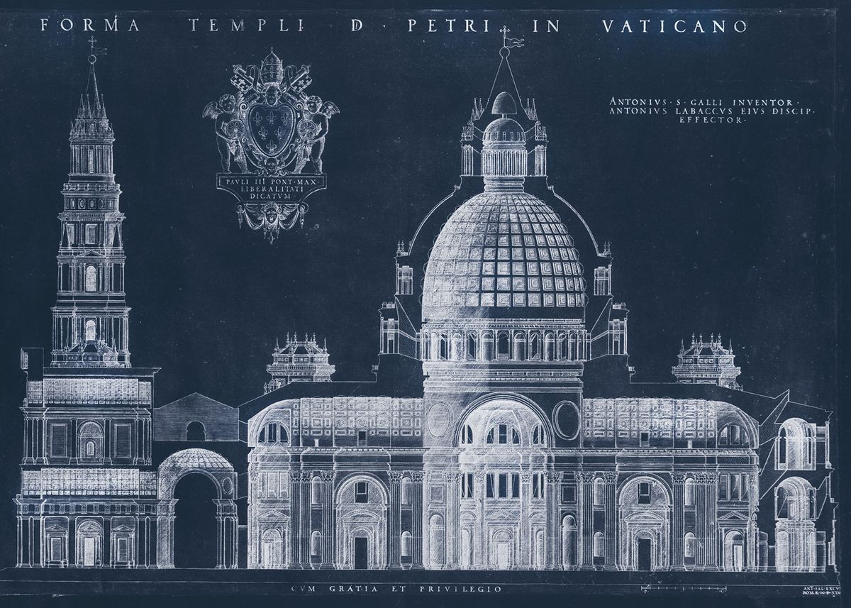 'Vatican basilica blueprint' Poster by Vardi Creations | Displate