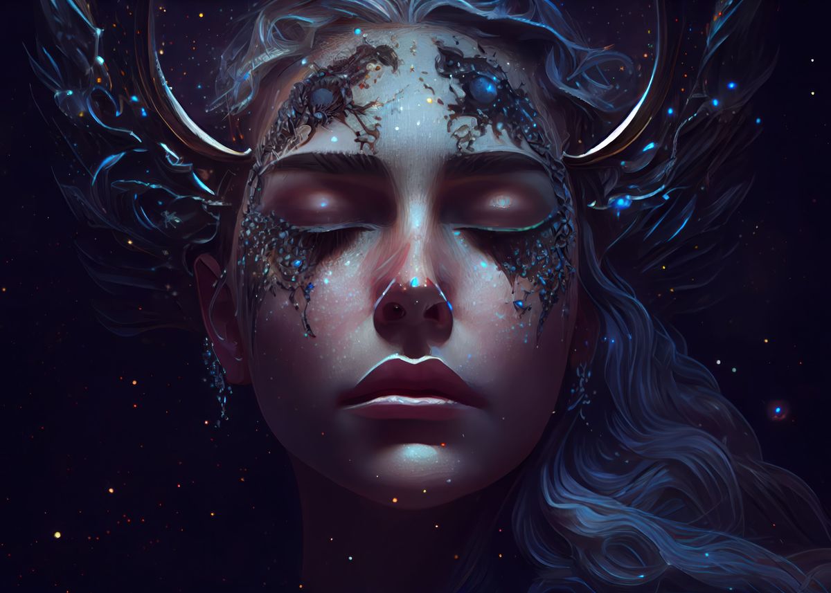 'Moon Queen of the Night 1' Poster, picture, metal print, paint by ...