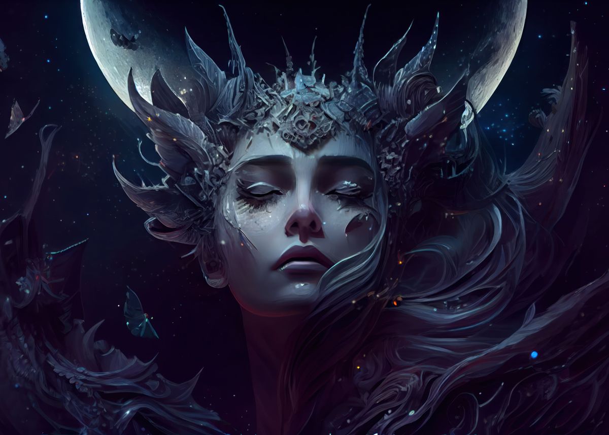 'Moon Queen of the Night 3' Poster, picture, metal print, paint by ...