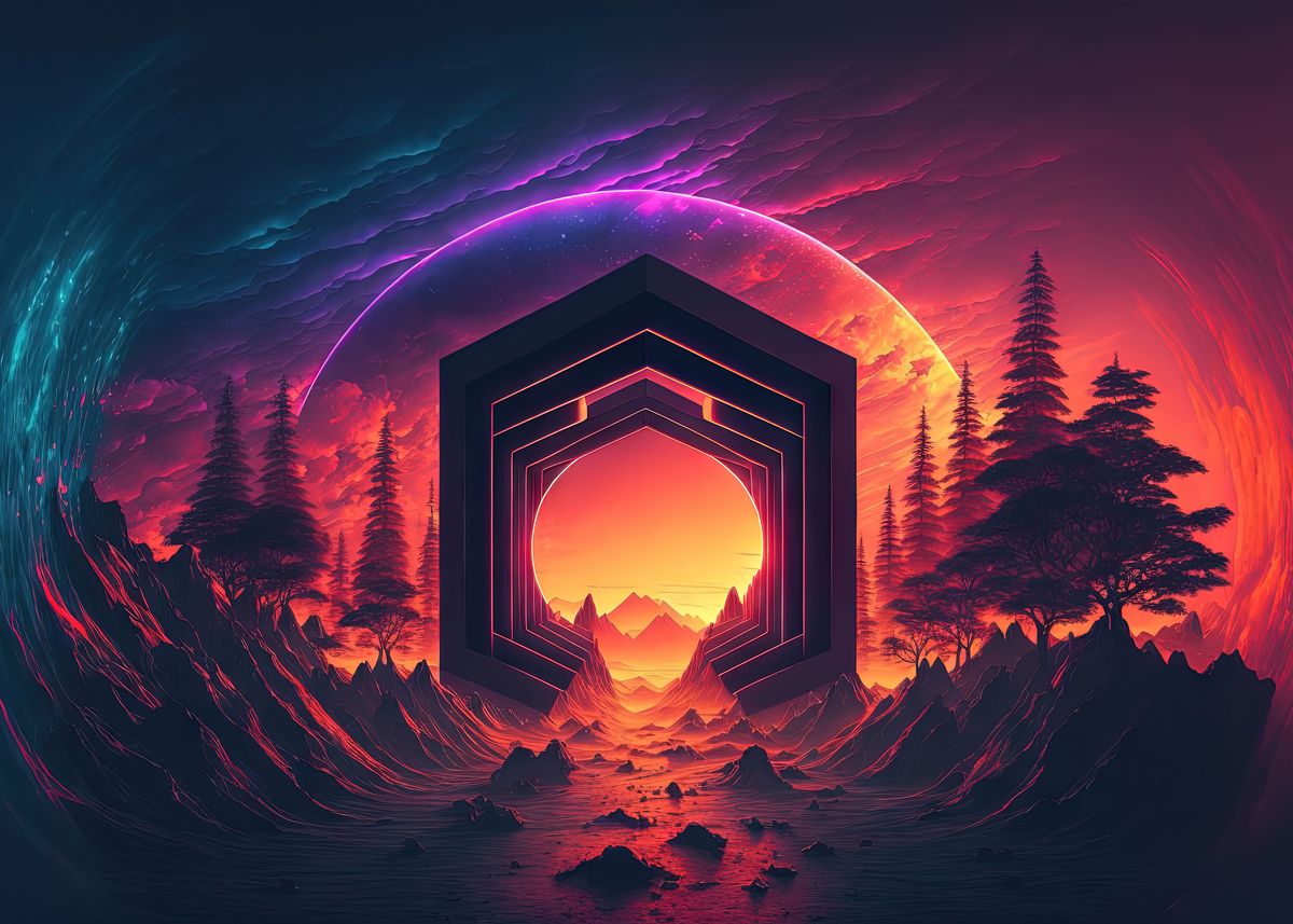 'Retro Futurist Portal' Poster, picture, metal print, paint by ...