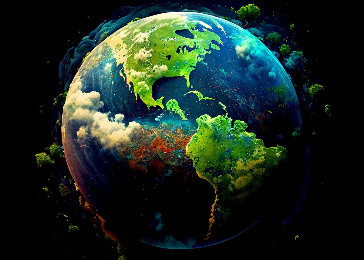 'Earth' Poster, picture, metal print, paint by Pascale Dufour | Displate