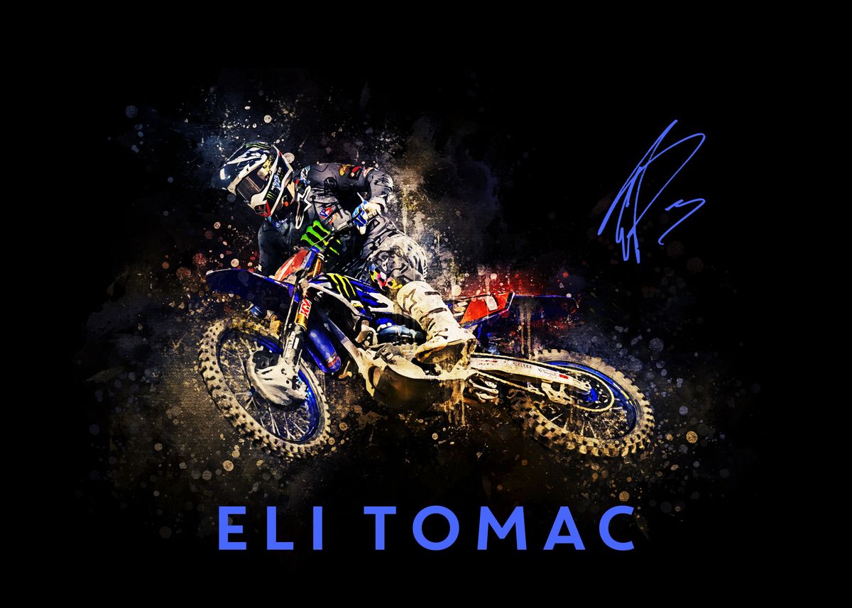 'Eli Tomac ' Poster, picture, metal print, paint by Tina Sophia | Displate