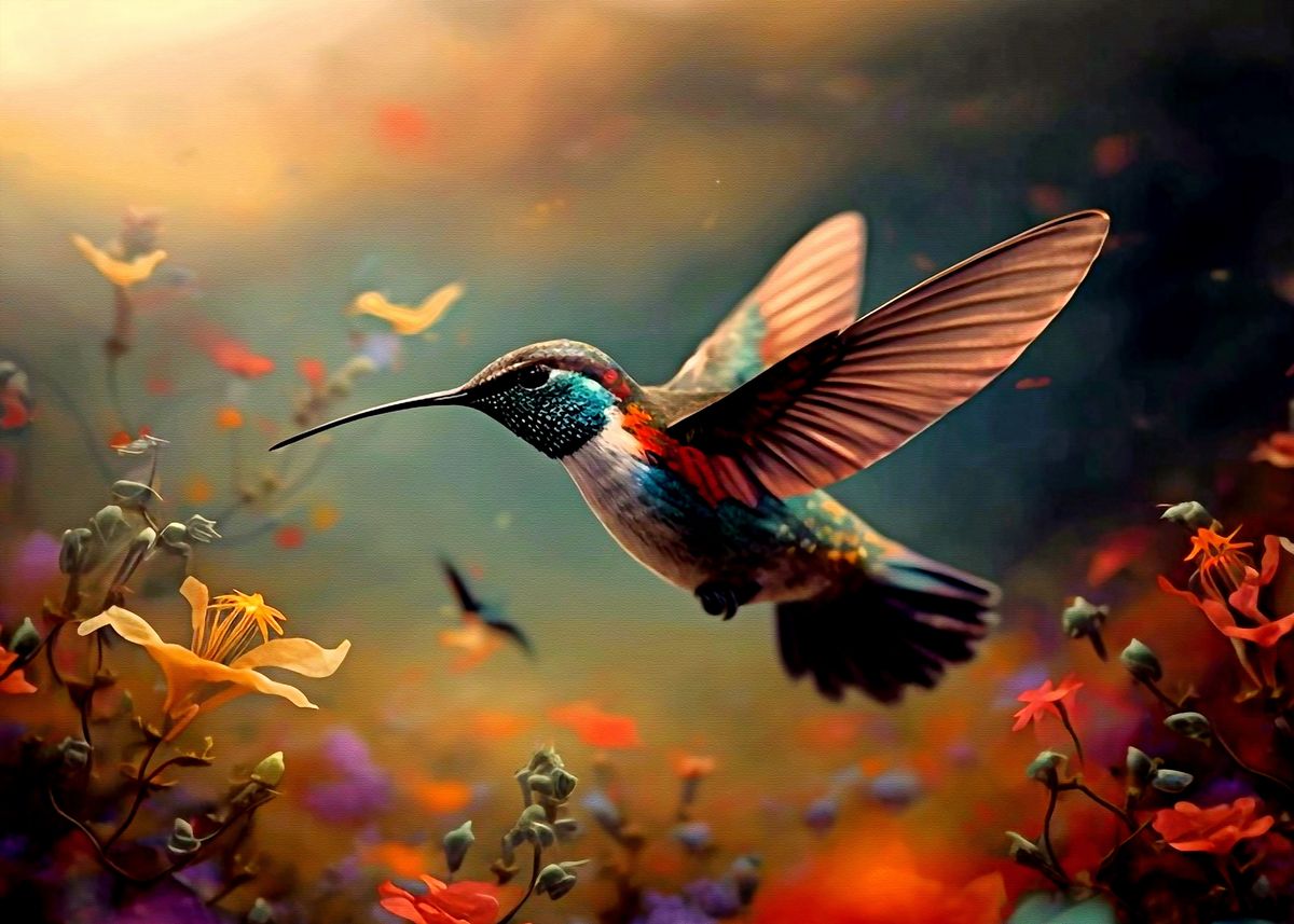 'Hummingbird' Poster, picture, metal print, paint by minh doan | Displate