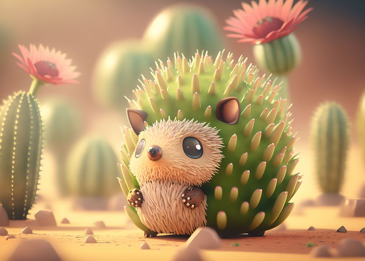 'cactus hedgehog' Poster, picture, metal print, paint by AlycePreston ...