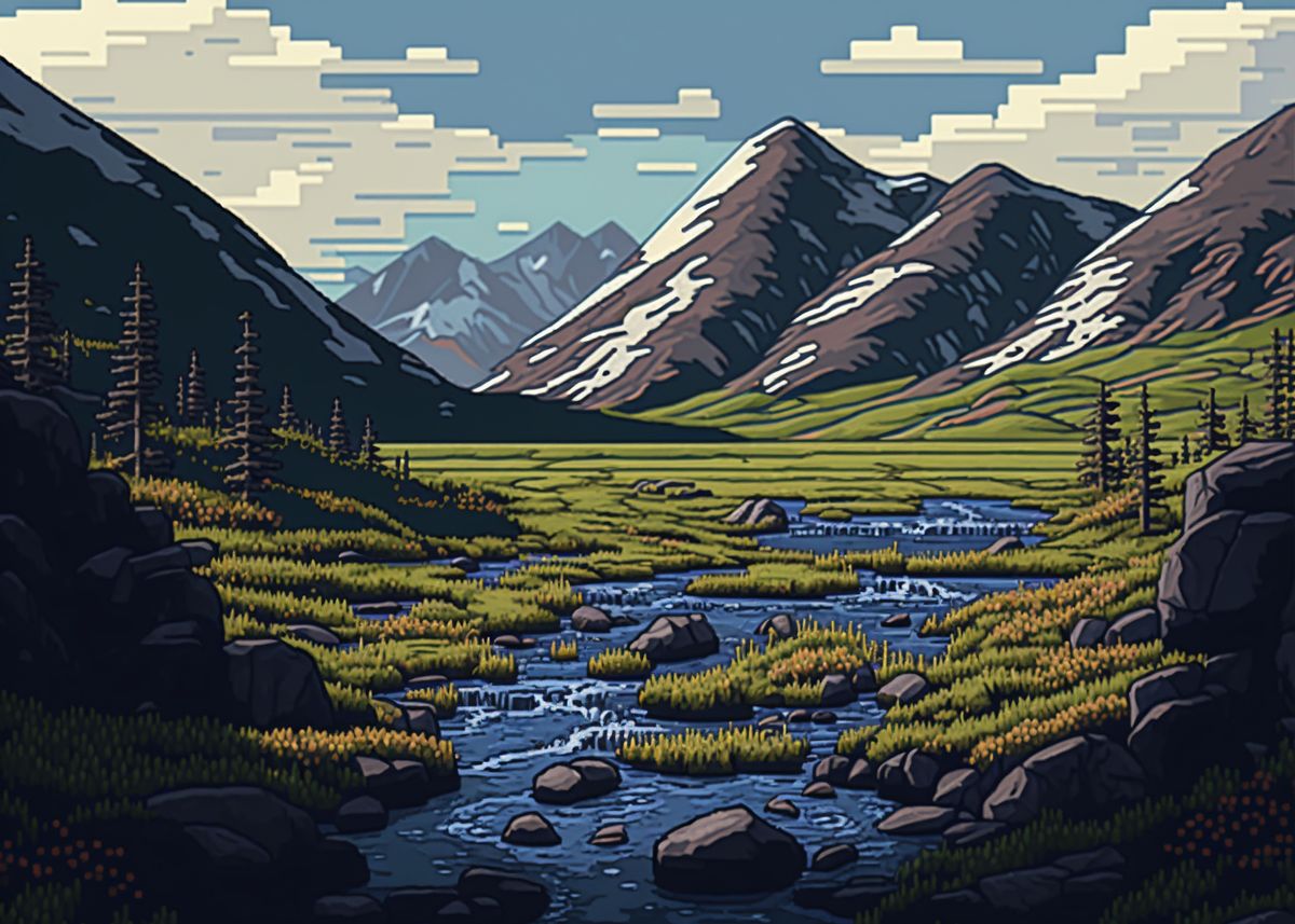 '16bit The Tundra land' Poster, picture, metal print, paint by ...