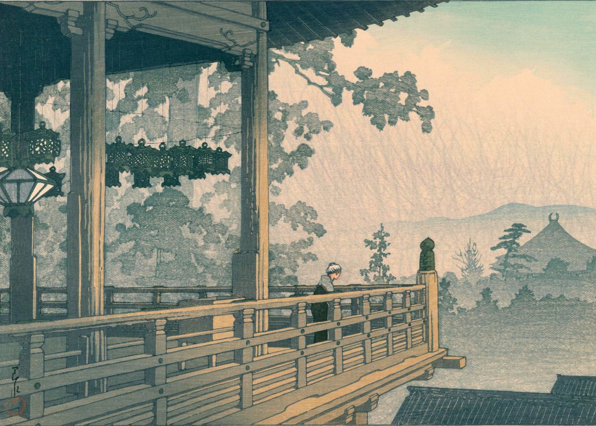 'Kawase Hasui Temple Nara' Poster, picture, metal print, paint by ...