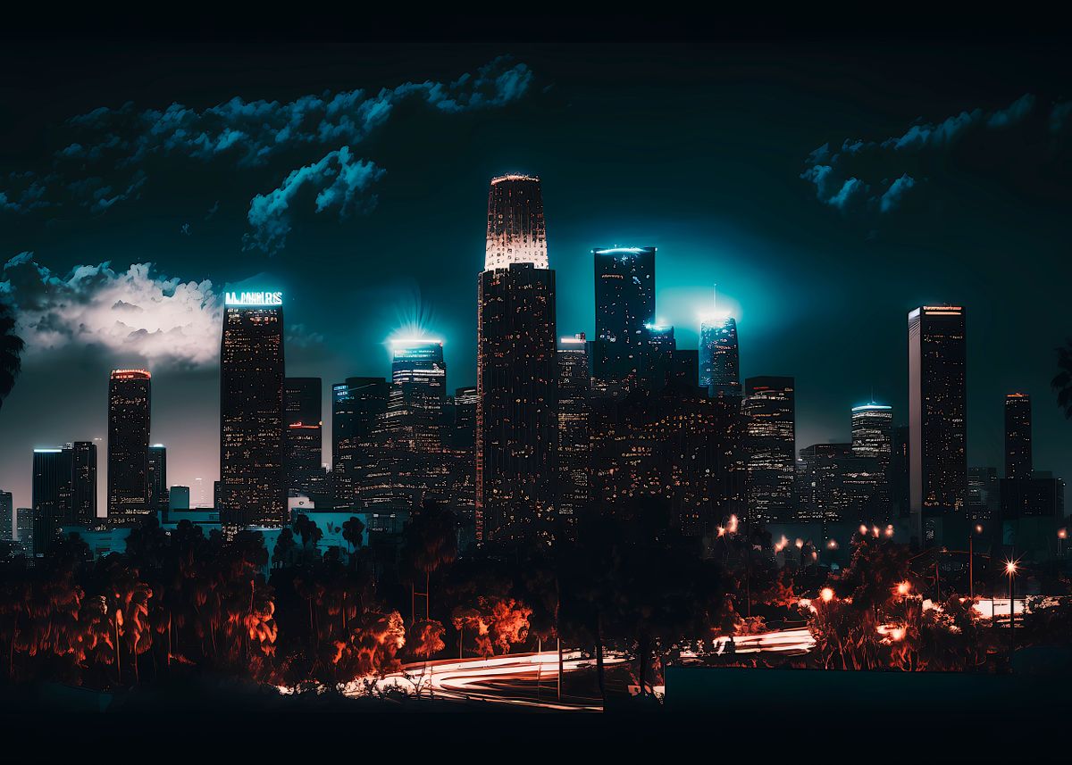 'Urban Nightscape' Poster, picture, metal print, paint by Artexio ...