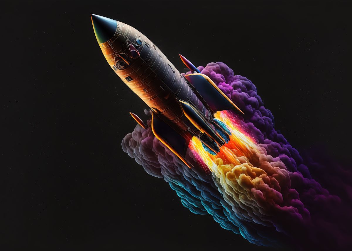 'Space Launch Rocket Clouds' Poster by Anime | Displate