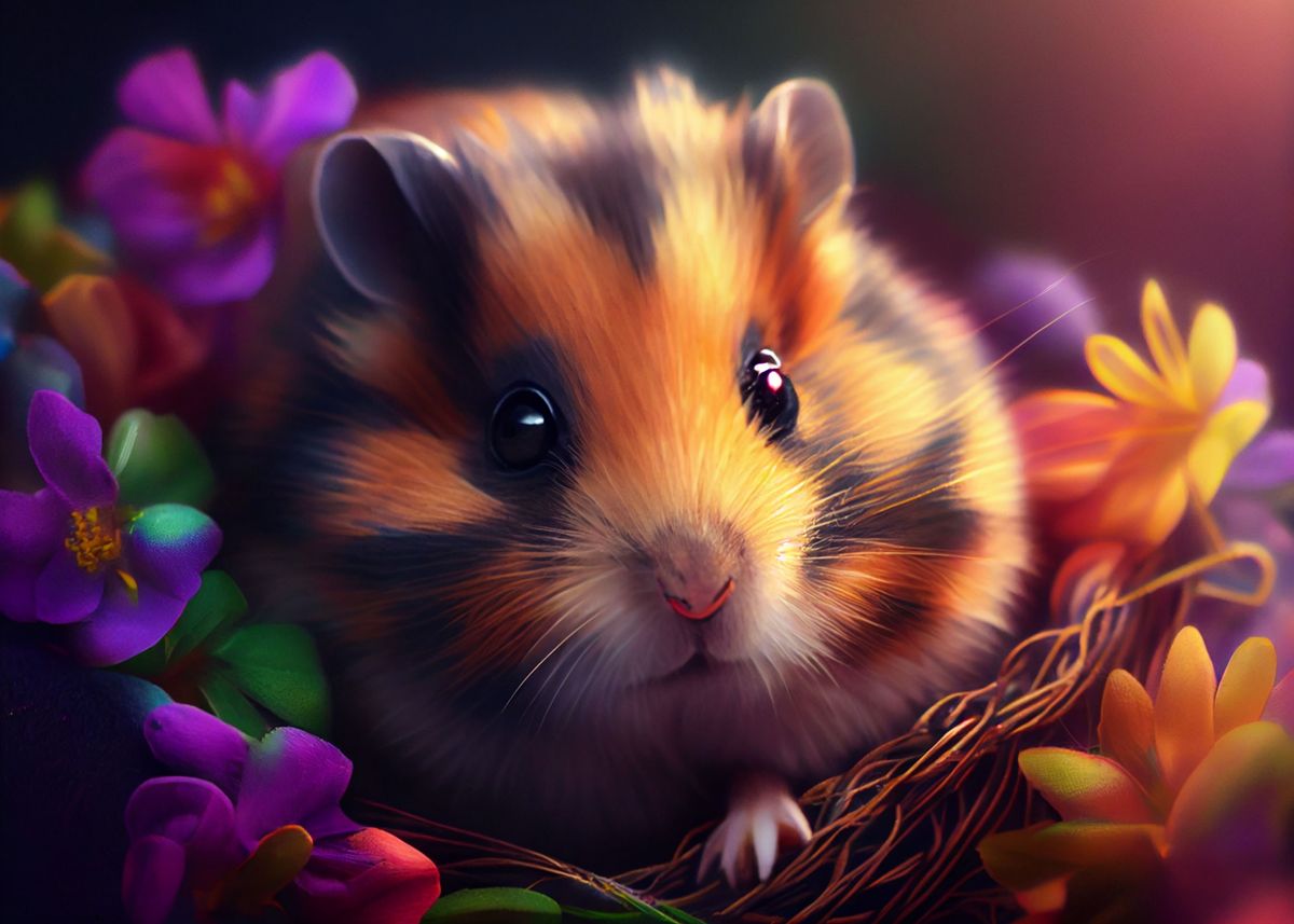 'Colorful hamster' Poster, picture, metal print, paint by Below Horizon ...