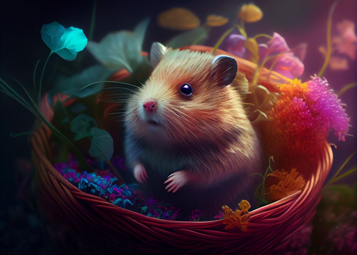 'Colorful hamster' Poster, picture, metal print, paint by Below Horizon ...