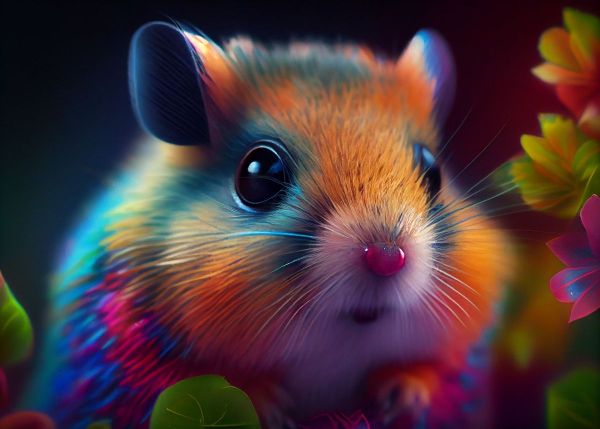 'Colorful hamster' Poster, picture, metal print, paint by Below Horizon ...