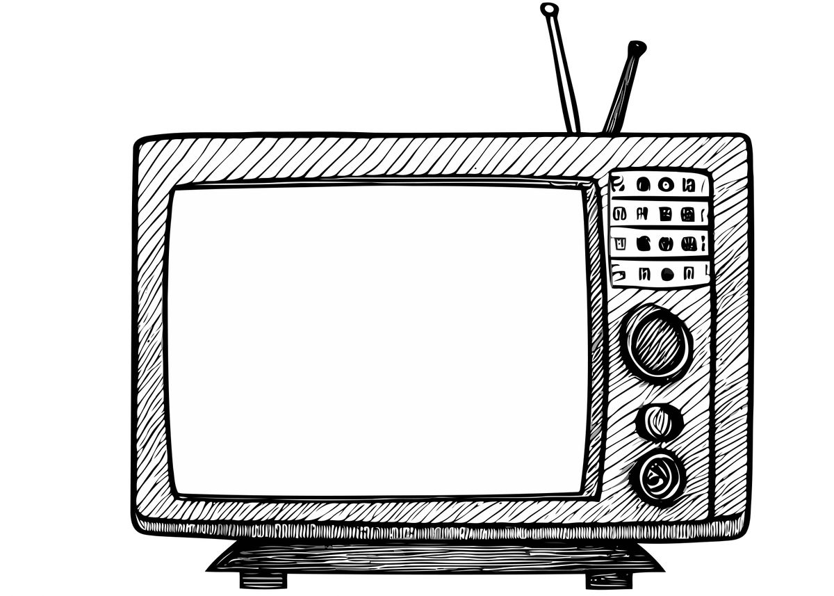 'TV drawing bw classy' Poster, picture, metal print, paint by ...