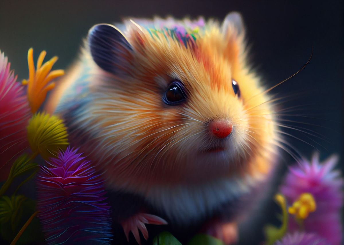 'Colorful hamster' Poster, picture, metal print, paint by Below Horizon ...