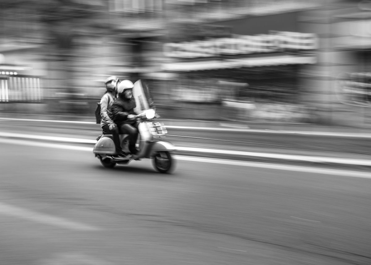 'Italian vespa motion blur' Poster by Vardi Creations | Displate