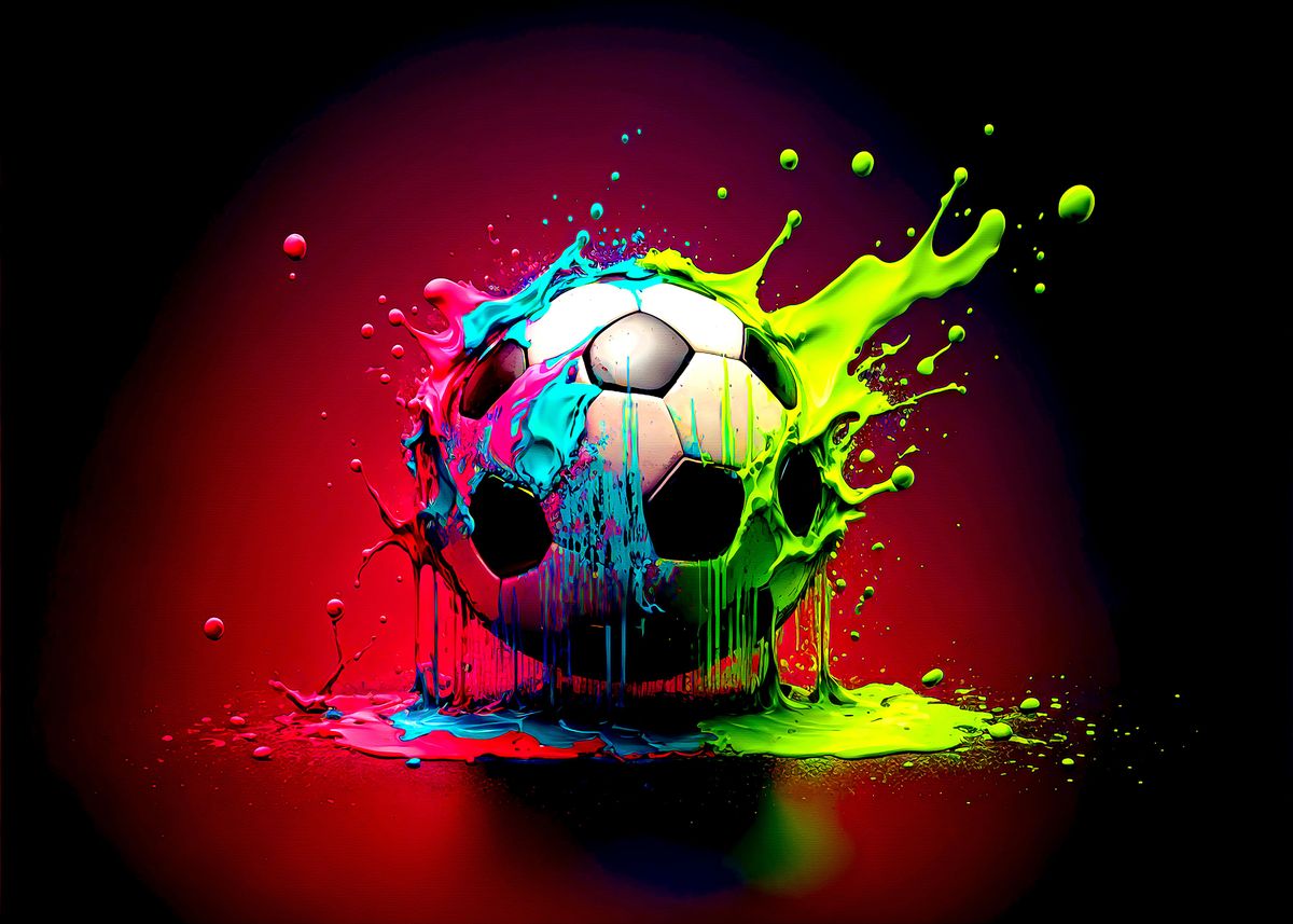 'Soccer Colorful' Poster, picture, metal print, paint by acker fine ...