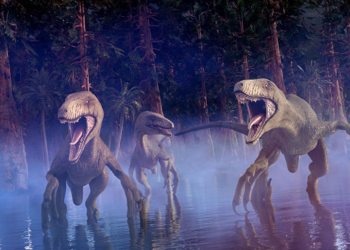 'Raptors Hunting dinosaur' Poster, picture, metal print, paint by Gigi ...