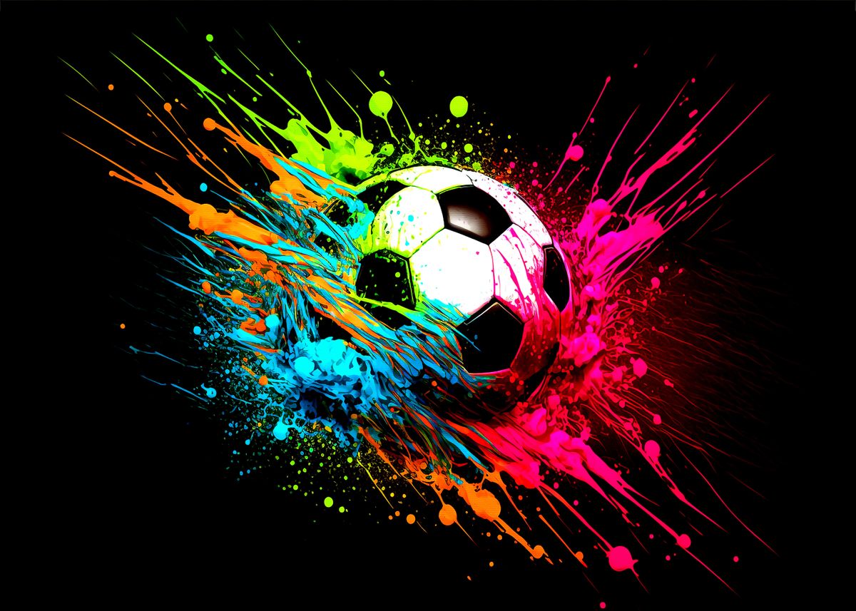 'Soccer Colorful' Poster, picture, metal print, paint by acker fine ...