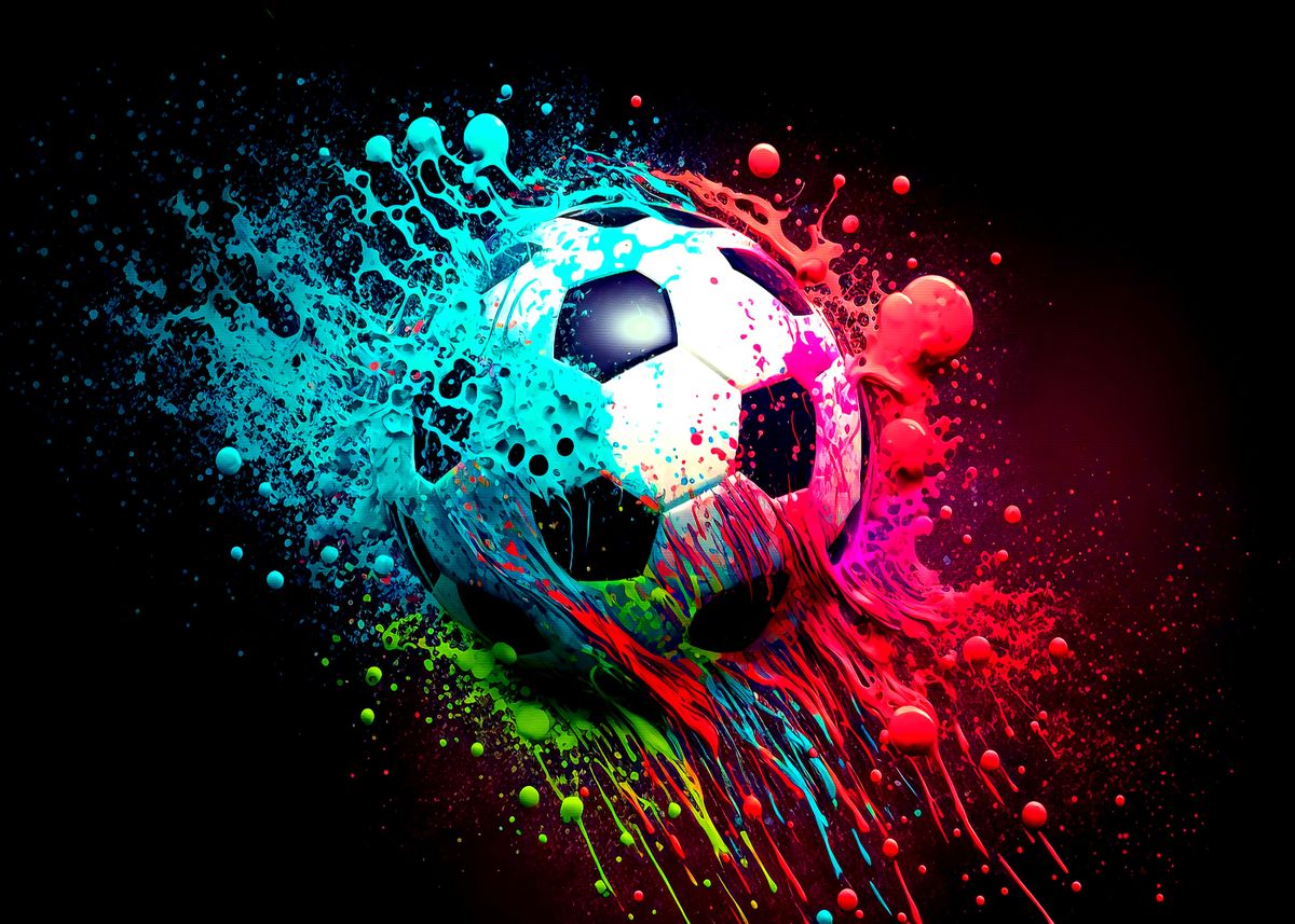 'Soccer Colorful' Poster, picture, metal print, paint by acker fine ...