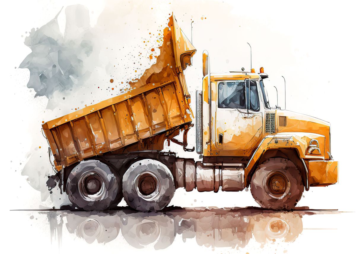 'Watercolor truck ' Poster, picture, metal print, paint by Sohail Rees ...