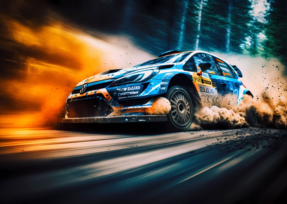 'Forest rally car race' Poster, picture, metal print, paint by Jiri ...