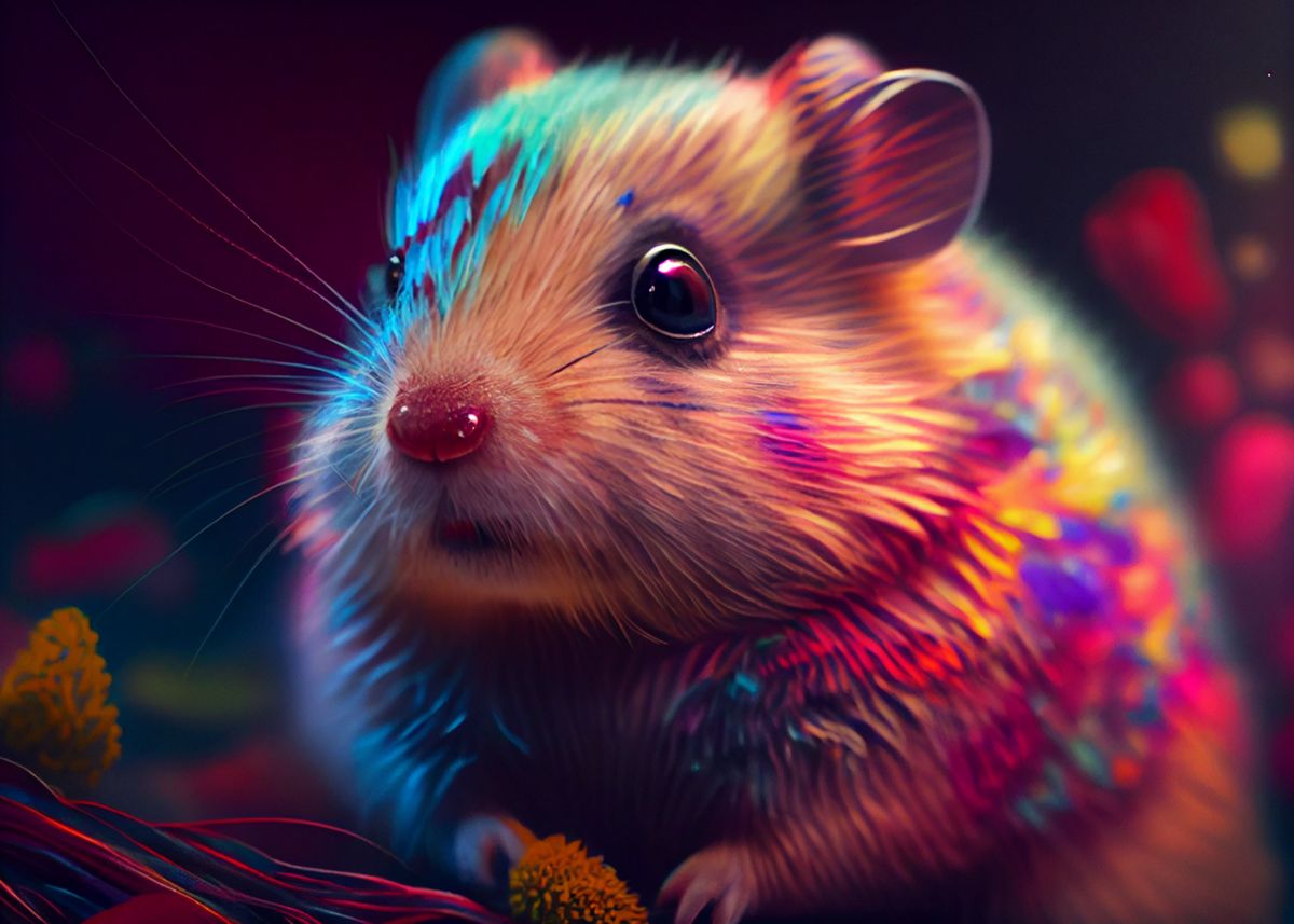'Colorful hamster' Poster, picture, metal print, paint by Below Horizon ...