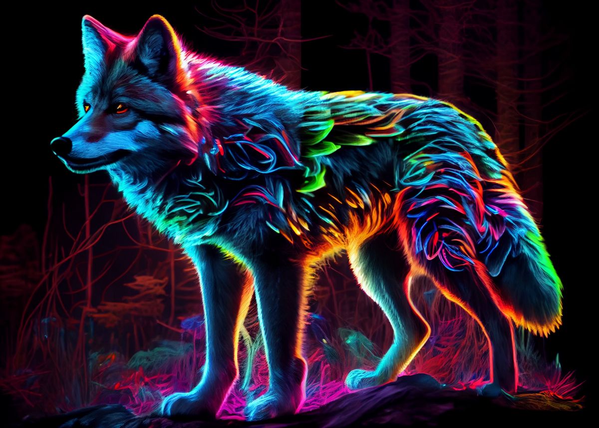 Colorful Wolf Art