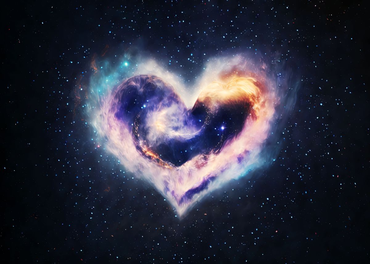'Heartshaped galaxy stars ' Poster, picture, metal print, paint by ...