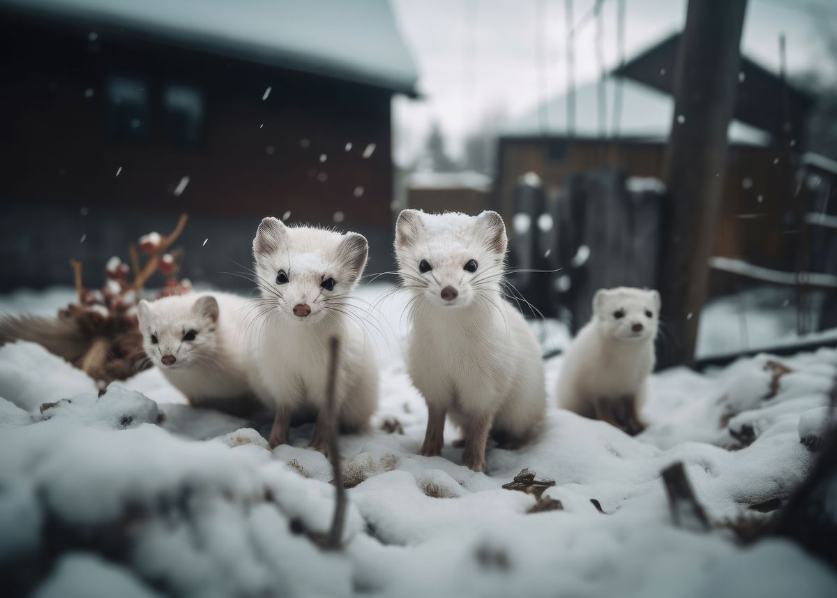 'Ermine Family' Poster, picture, metal print, paint by Michael Mattler ...