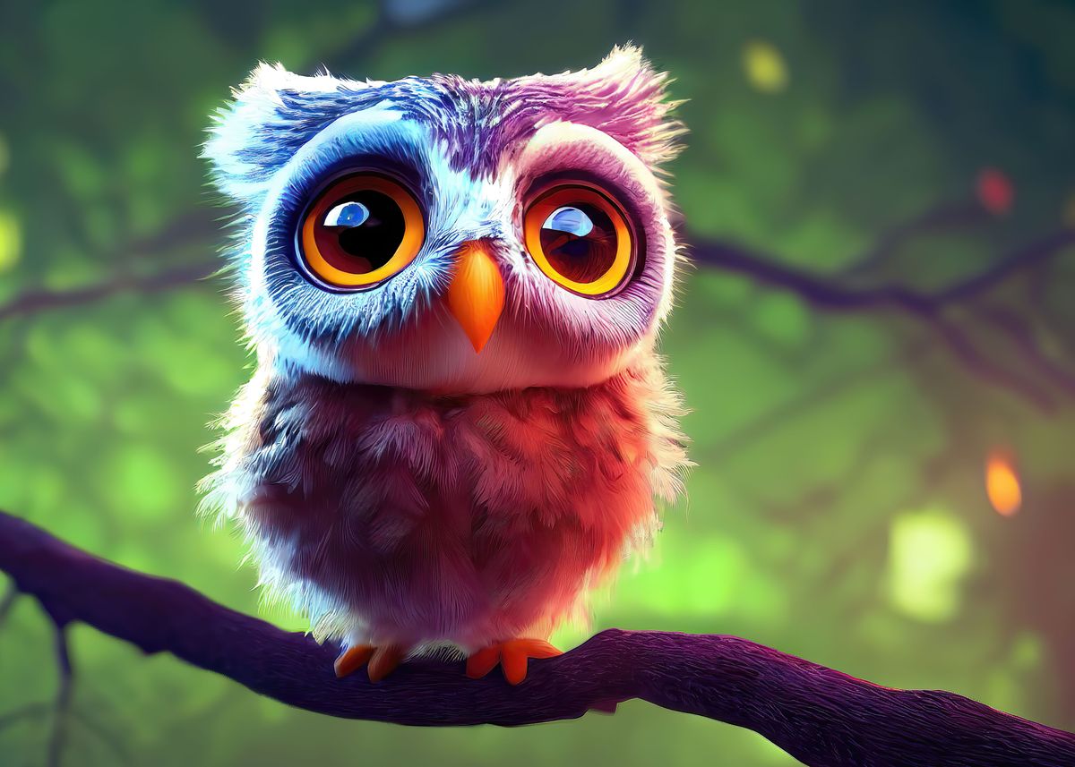 'Baby Owl' Poster, picture, metal print, paint by Chris Cupit | Displate