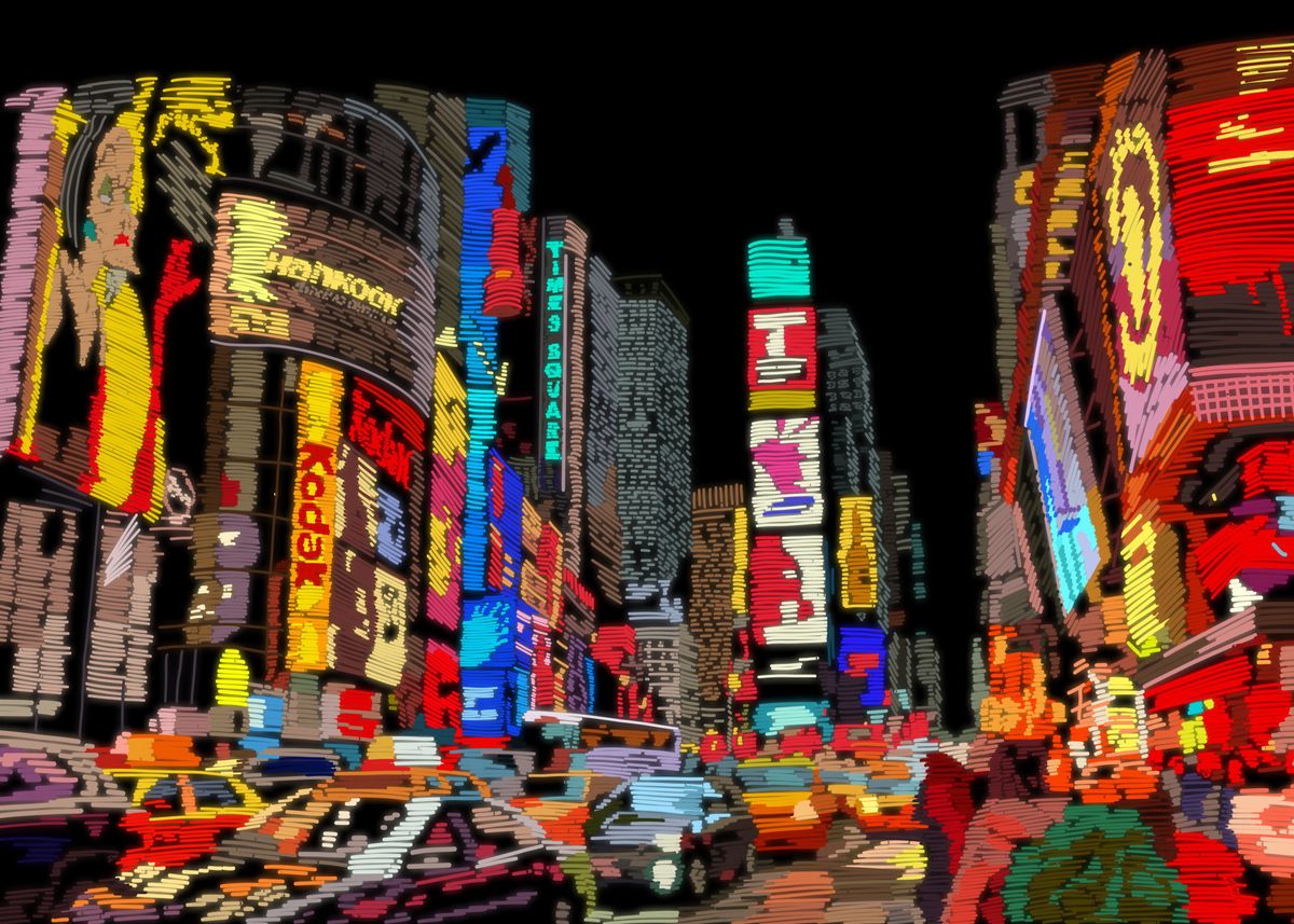 'New York Times Square' Poster, picture, metal print, paint by Dika Sujud | Displate