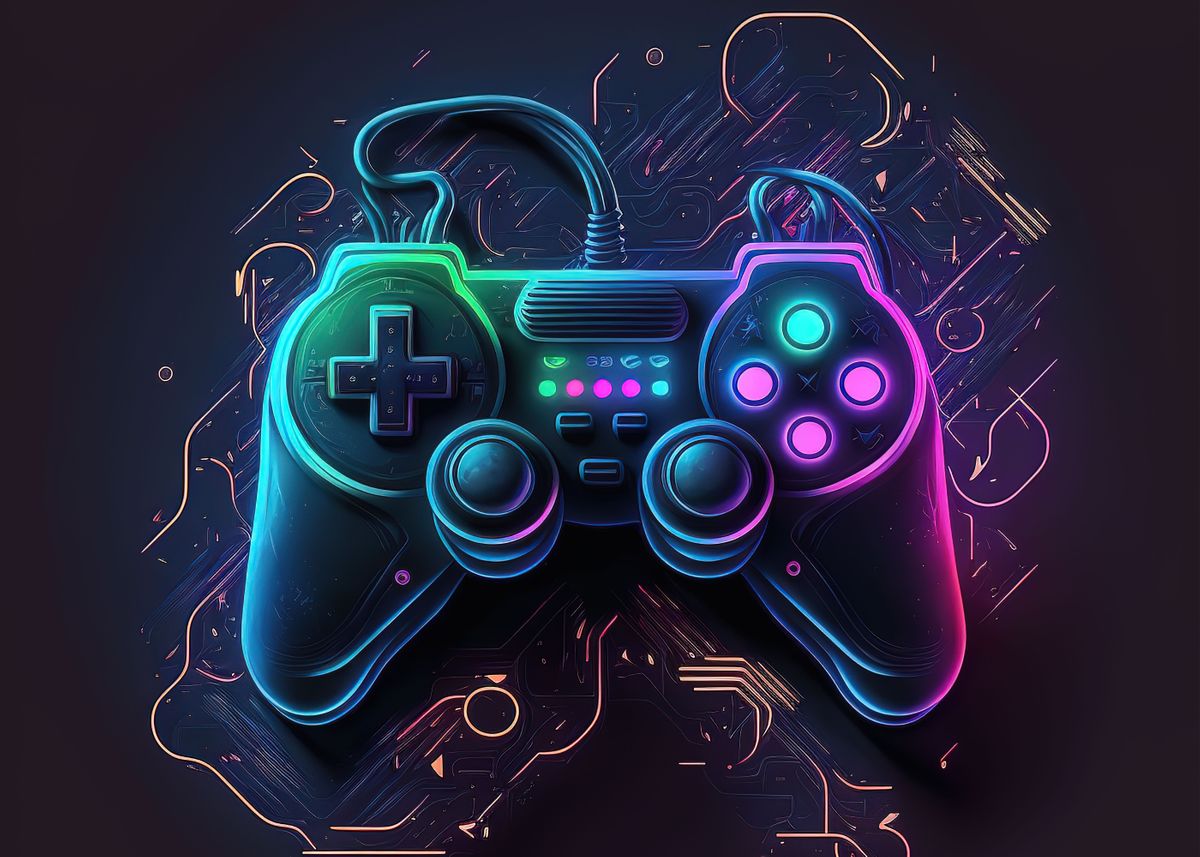 'Playstation controller ' Poster, picture, metal print, paint by ...