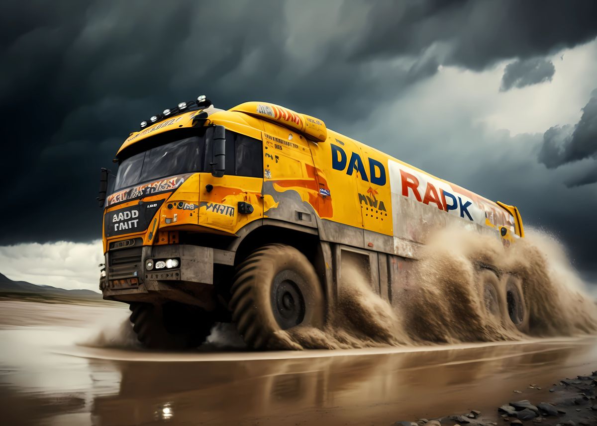 'Dakar rally truck motion' Poster, picture, metal print, paint by Jiri ...