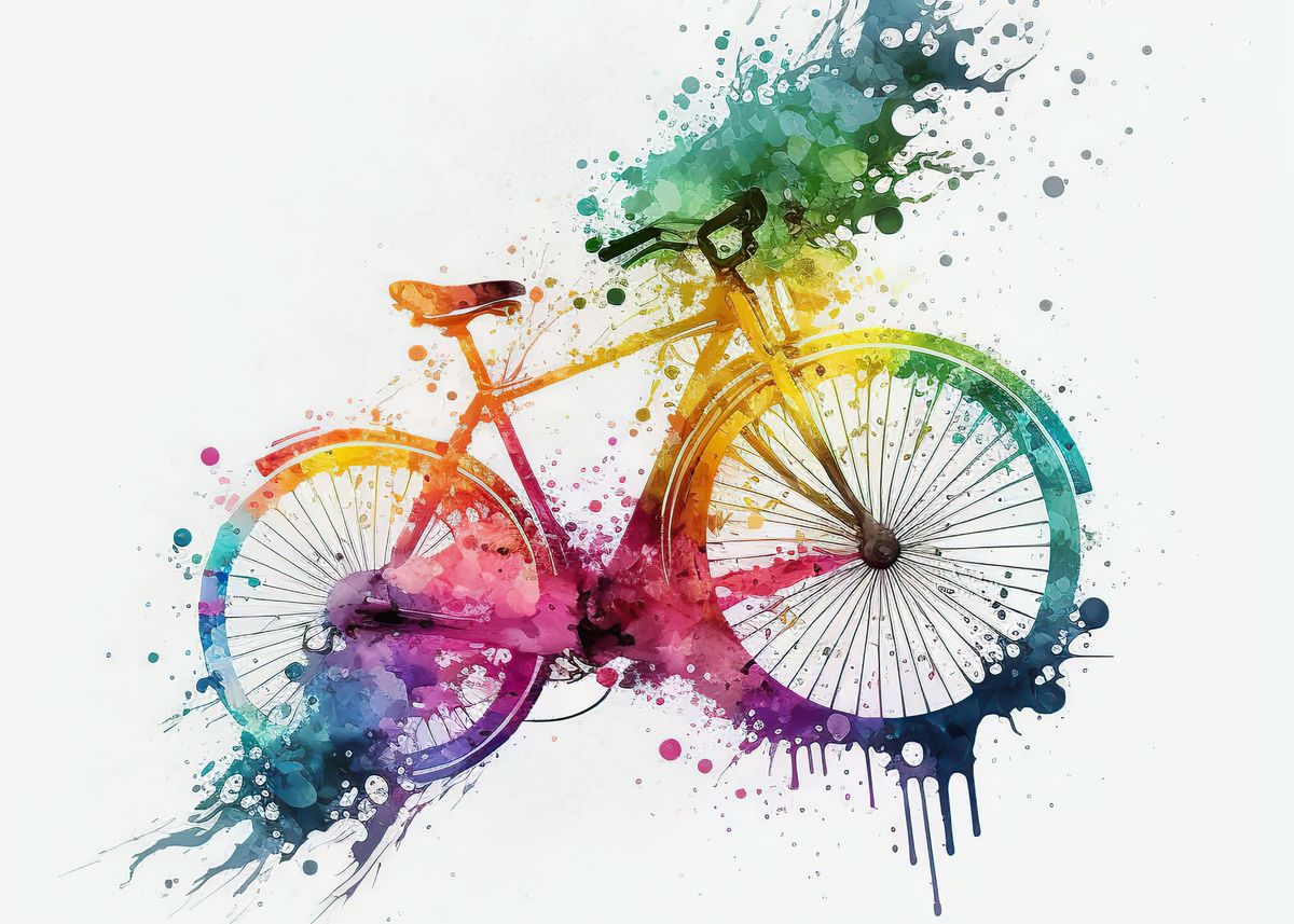 'Bike watercolor ' Poster, picture, metal print, paint by Rachelle ...