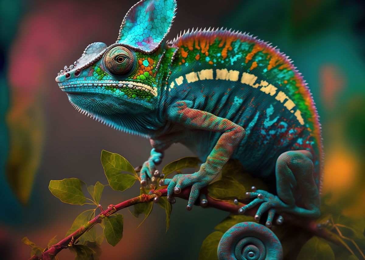 'chameleon ' Poster, picture, metal print, paint by ellenanydia | Displate