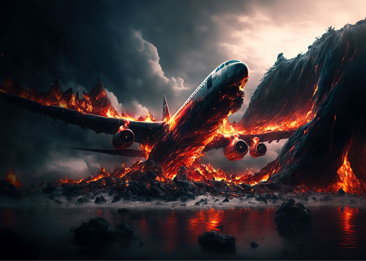'Airplane on fire' Poster, picture, metal print, paint by Raheel Hollis ...