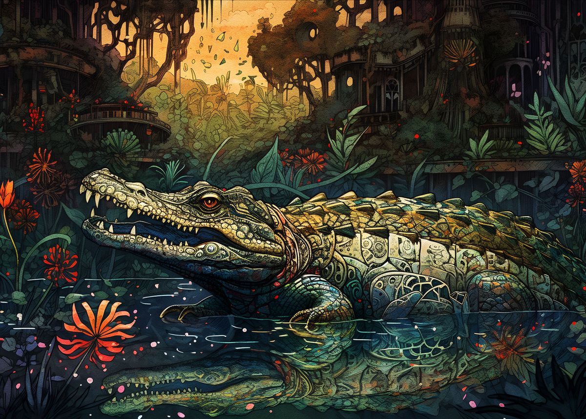 'Abstract paint Crocodile' Poster, picture, metal print, paint by ...