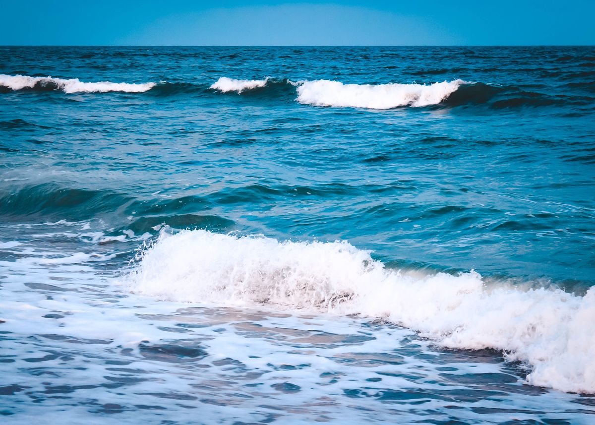 'Crashing beach waves' Poster, picture, metal print, paint by Michael ...