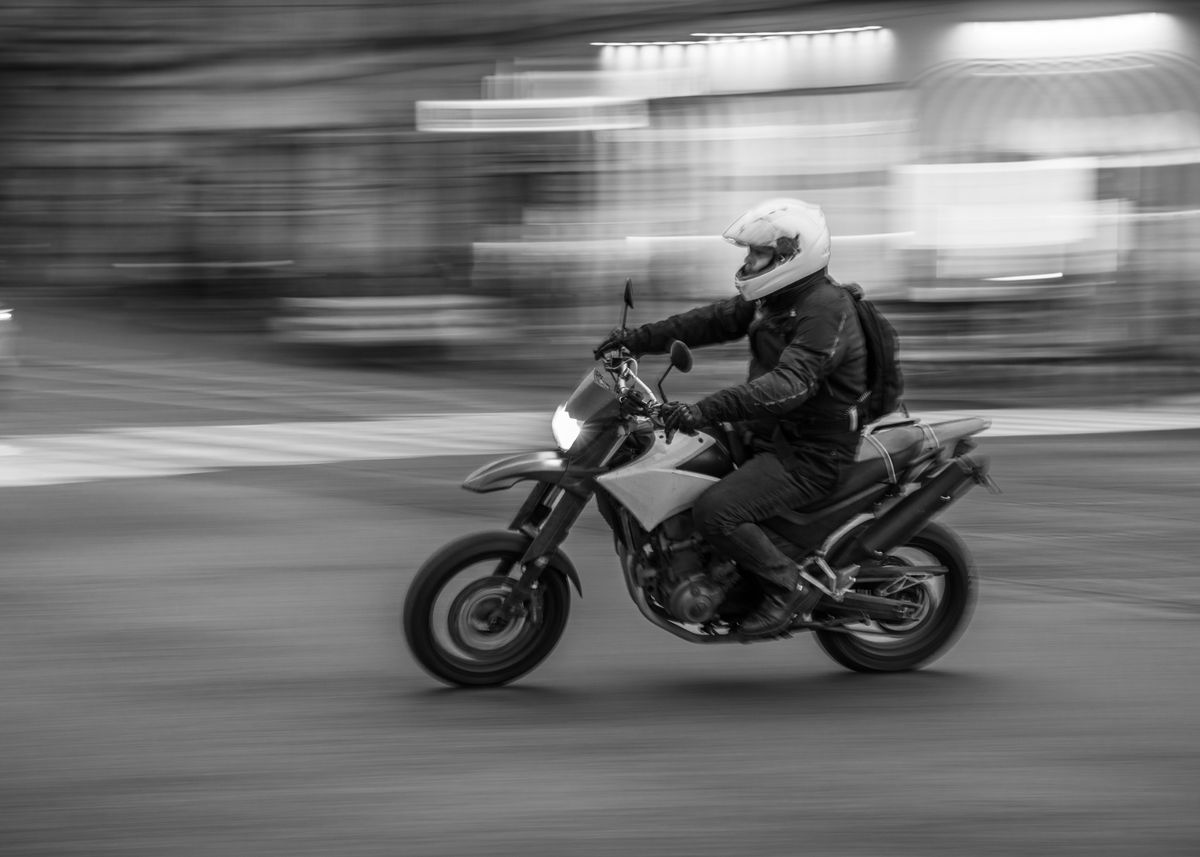 'Motorcycle in motion blur ' Poster, picture, metal print, paint by ...