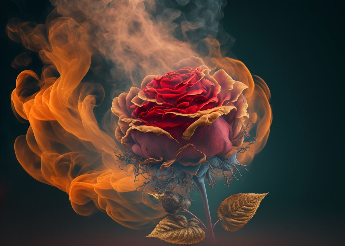 'Abstract red rose' Poster, picture, metal print, paint by Jiri Hodecek ...