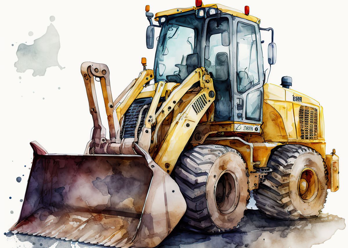 'Watercolor excavator ' Poster, picture, metal print, paint by Sohail ...